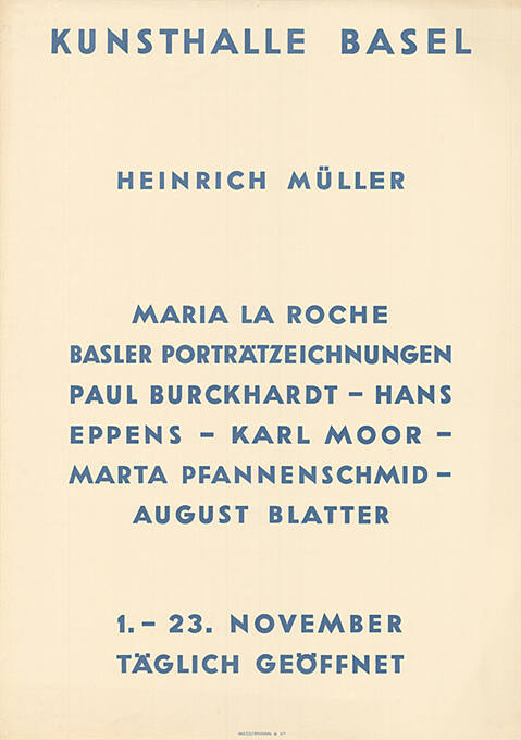 Heinrich Müller, Maria La Roche, Basler Portraitzeichnungen, Paul ...